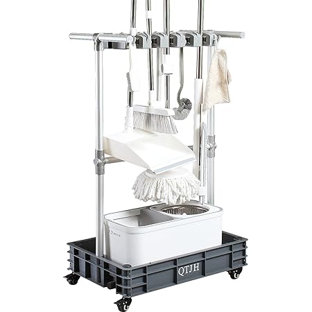 Amazon.com: Broom mop Holder Cleaning Supplies Organizer Janitor carts ...
