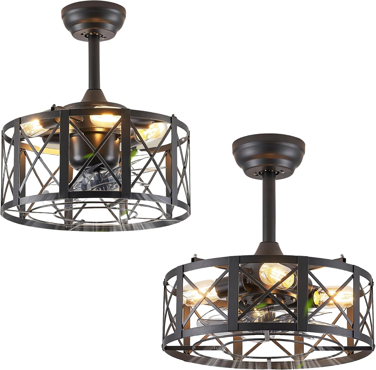 Fanbulous 16in Oscillating and Regular Style Black Caged Ceiling Fans ...