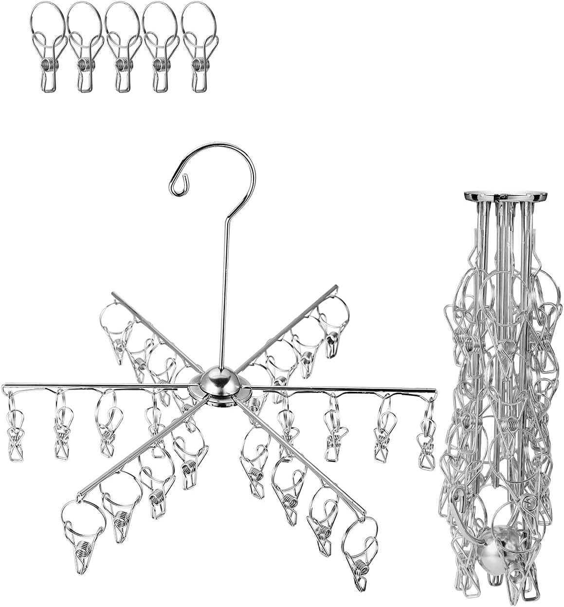 Amazon.com: Laundry Drying Rack 2 Pack, 24 Clips Clothes Hangers ...