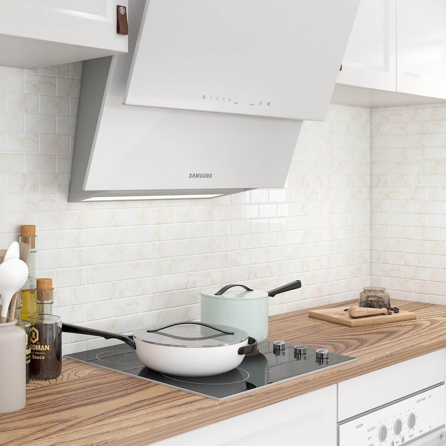 Livelynine Peel and Stick Backsplash Tile for Kitchen Gold Marble 12X12 ...