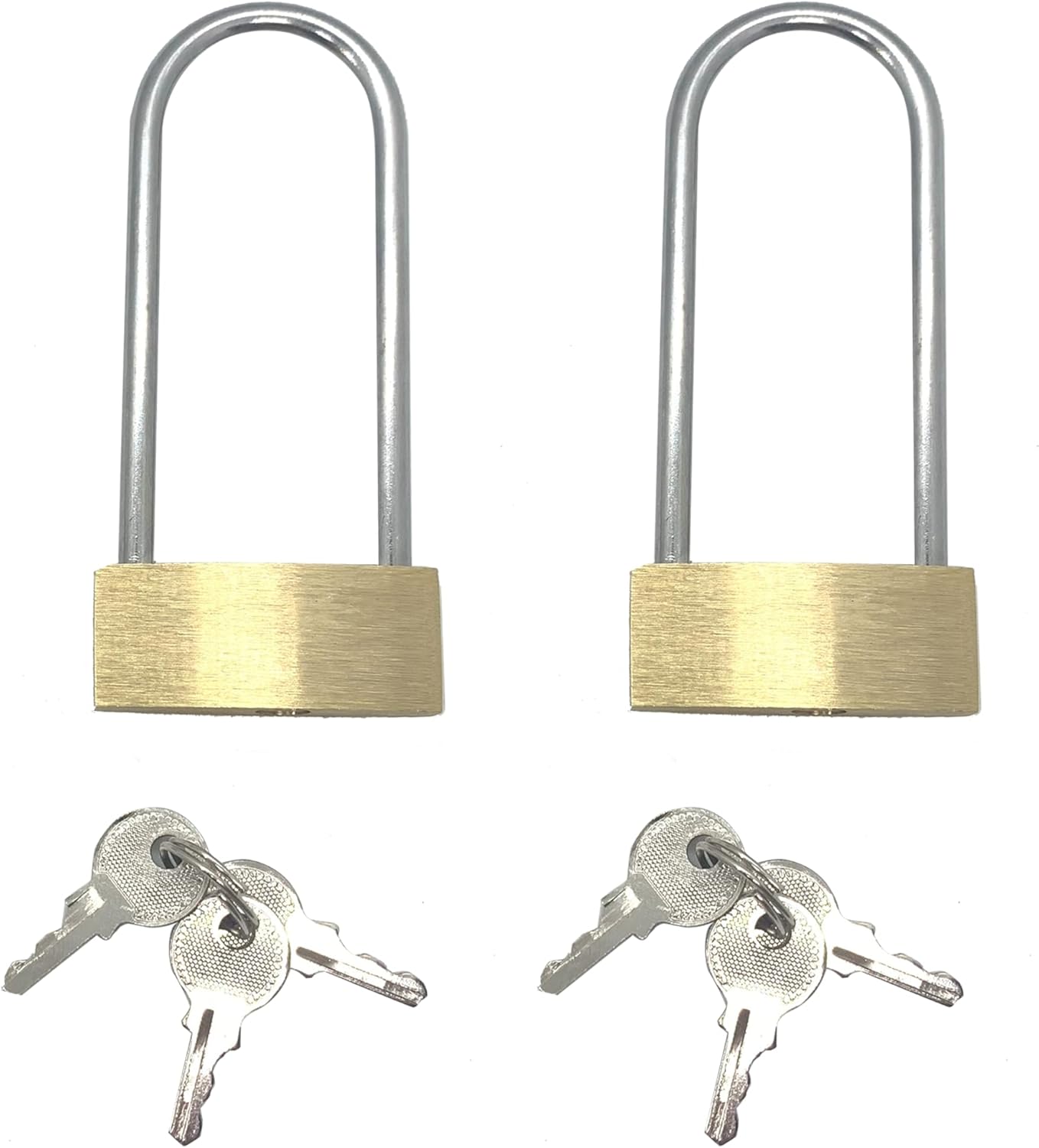 2 Pack Long Locks with Key Long Shackle Weatherproof Padlocks Keyed ...
