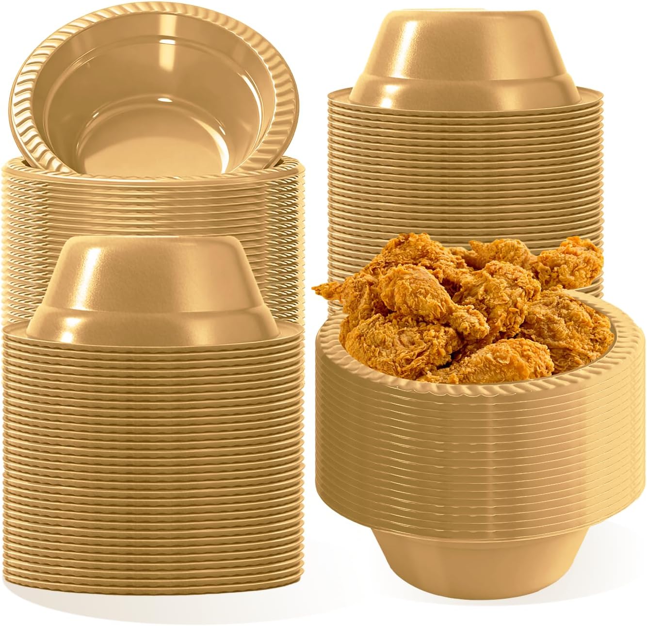 Amazon.com: Ysryxy 100 Pcs 12oz Golden Disposable Plastic Bowls Perfect ...