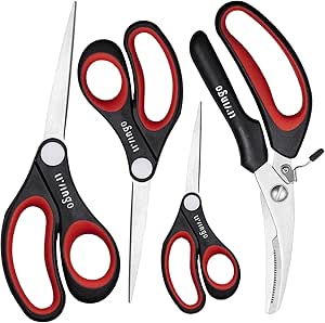 LIVINGO All Purpose Scissors Set - 4 Pack Sharp Multipurpose Heavy Duty ...