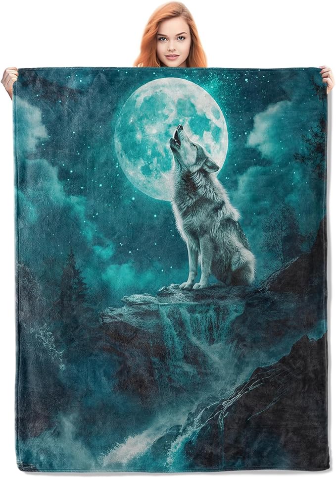 Amazon.com: VANZEV Wolf Blanket, Wolf Howling Flannel Throw Blankets ...