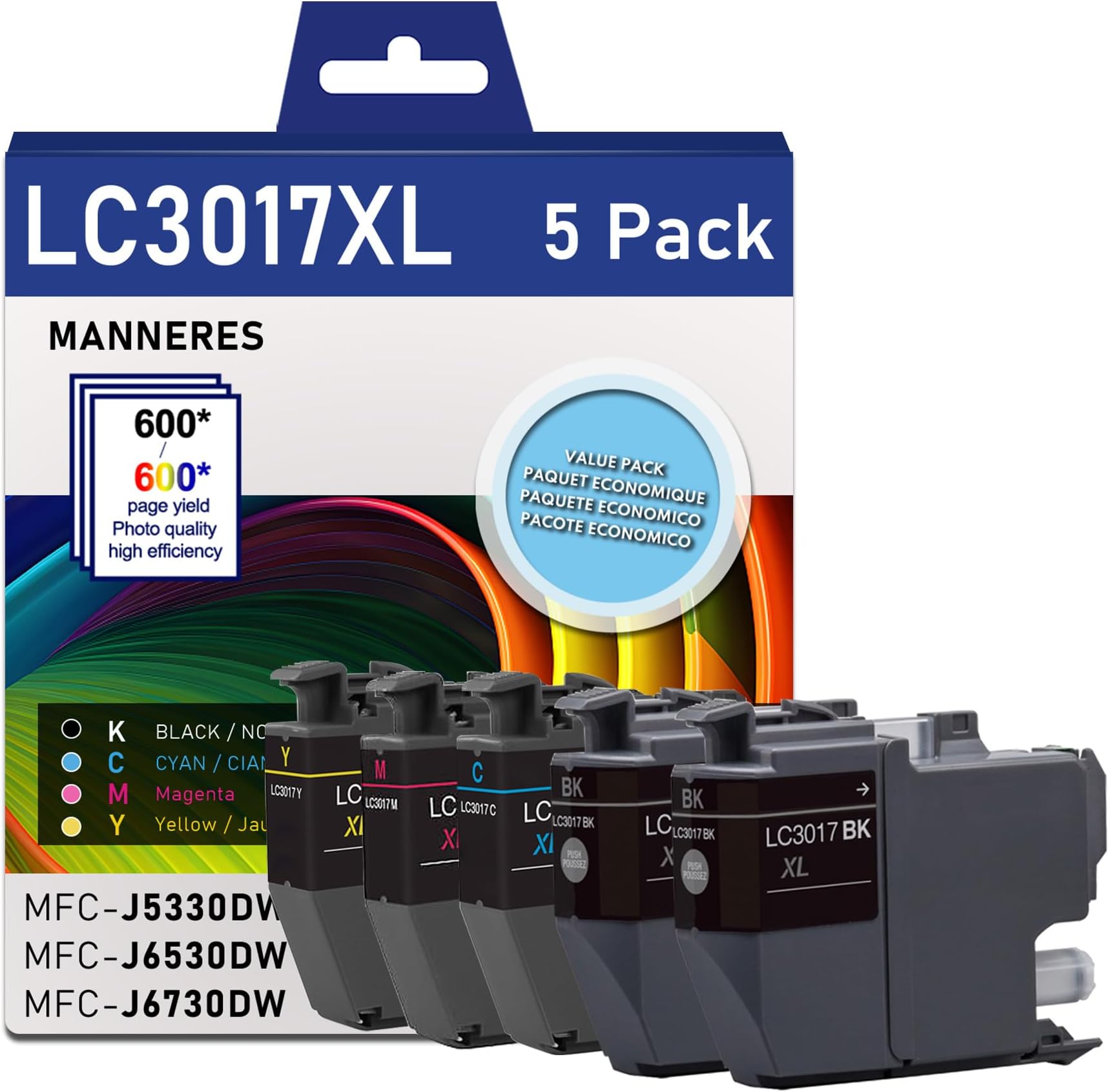 Amazon.com: Brother Genuine LC3017 (LC-3017) (BK/C/M/Y) High Yield ...