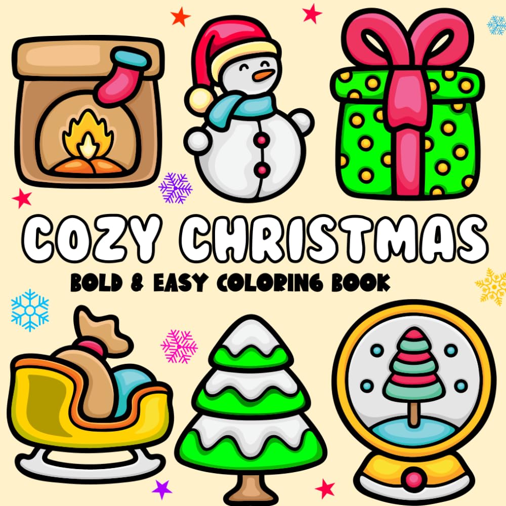 Cozy Christmas Coloring Book: Bold and Simple Designs for Adults and ...