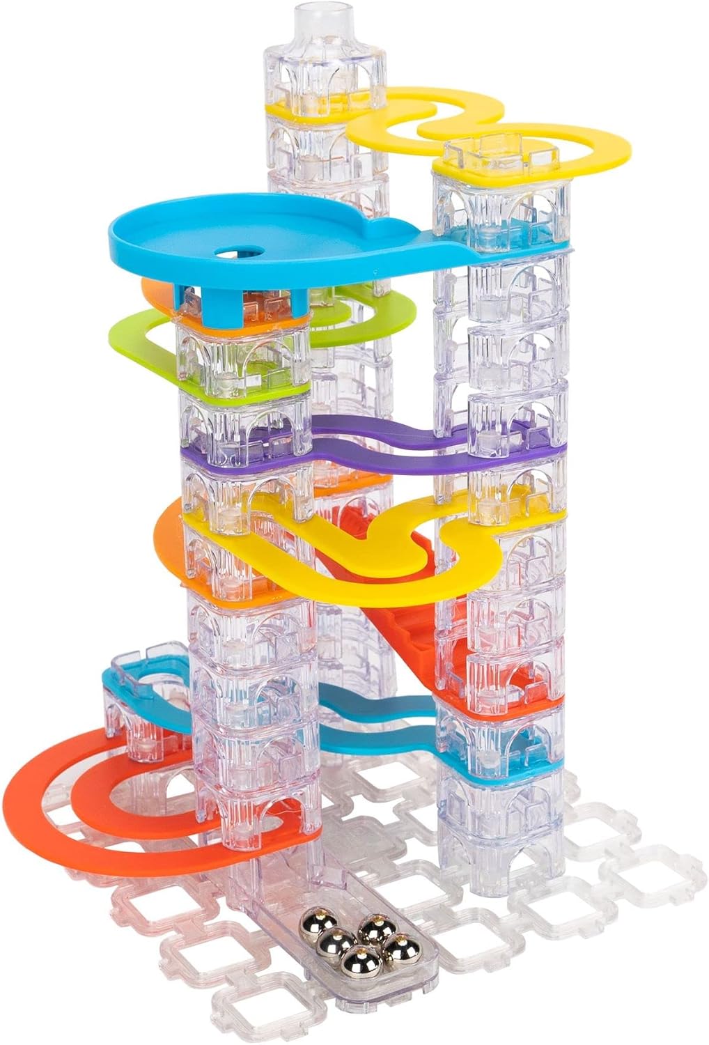 Amazon.com: Fat Brain Toys Trestle Tracks Builder Marble Run Set, 73 ...