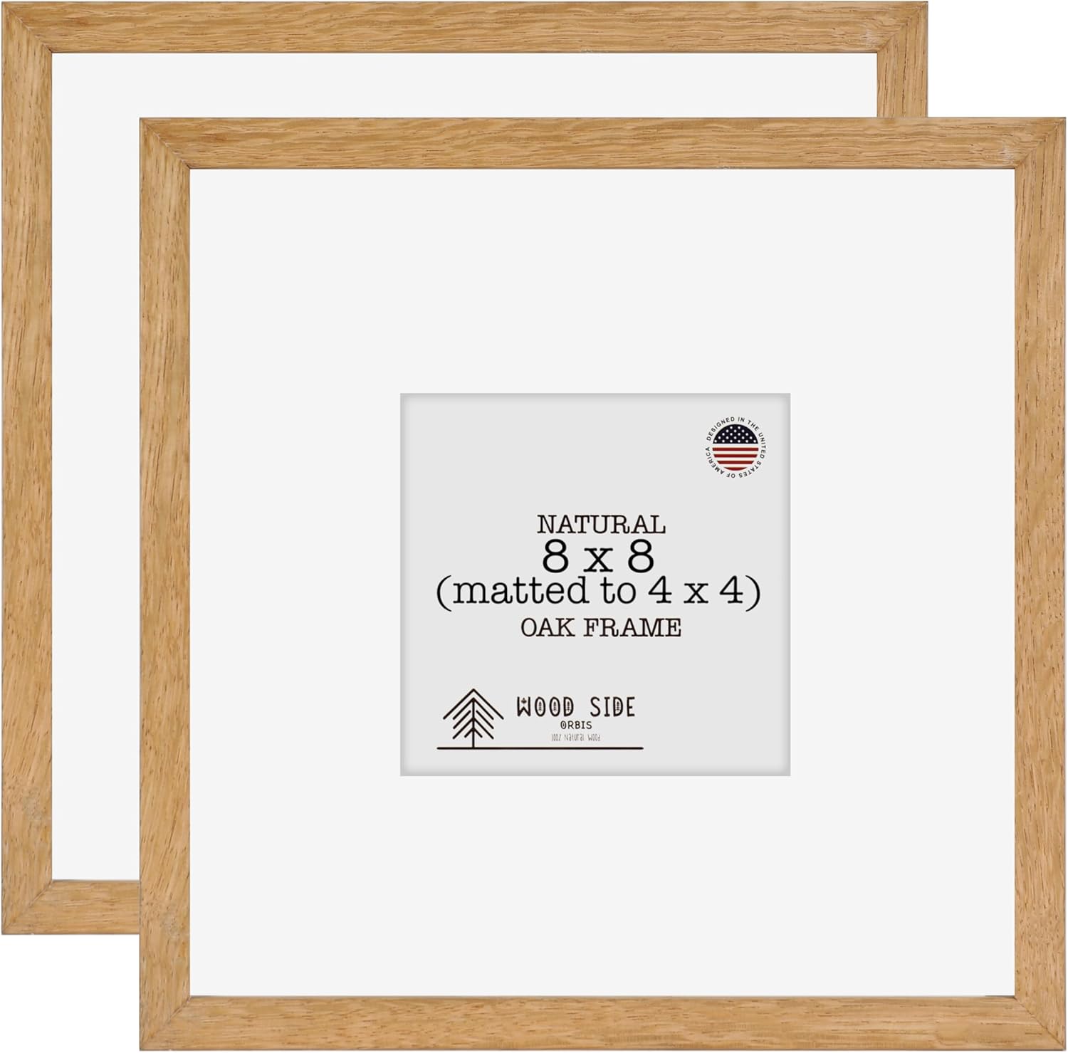 Amazon.com - Oak Wood Picture Frames 8x8 with mat 4x4 - Set of 2 ...