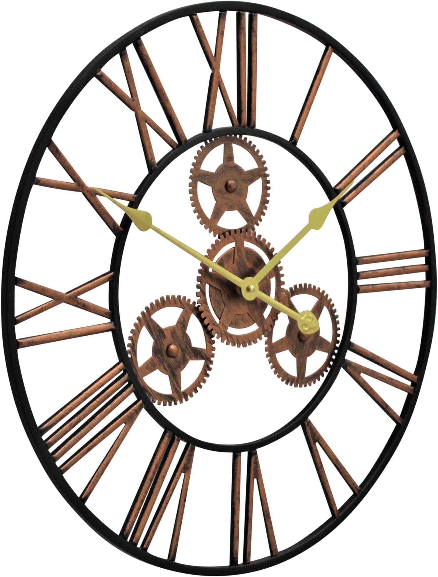 LARGE OUTDOOR GARDEN WALL CLOCK BIG ROMAN NUMERALS GIANT OPEN COGS FACE ...