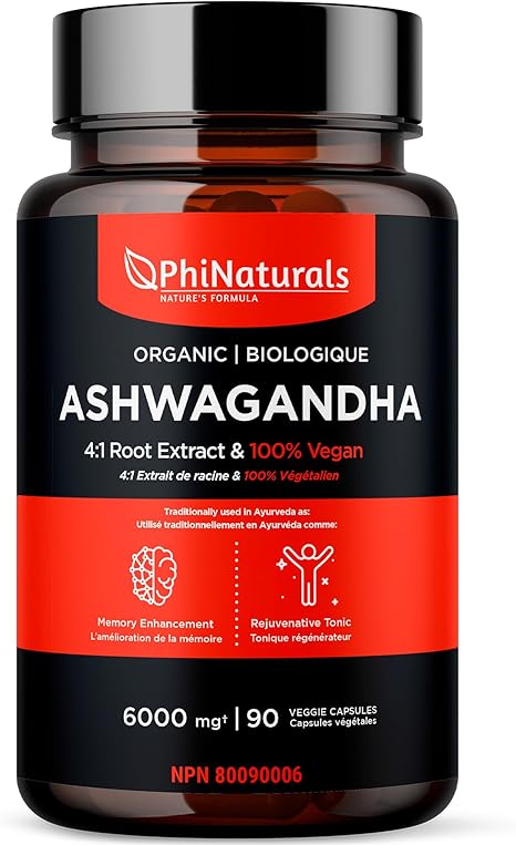 Ashwagandha Root Extract Capsules (Organic) Equivalent to 6000 mg Whole ...