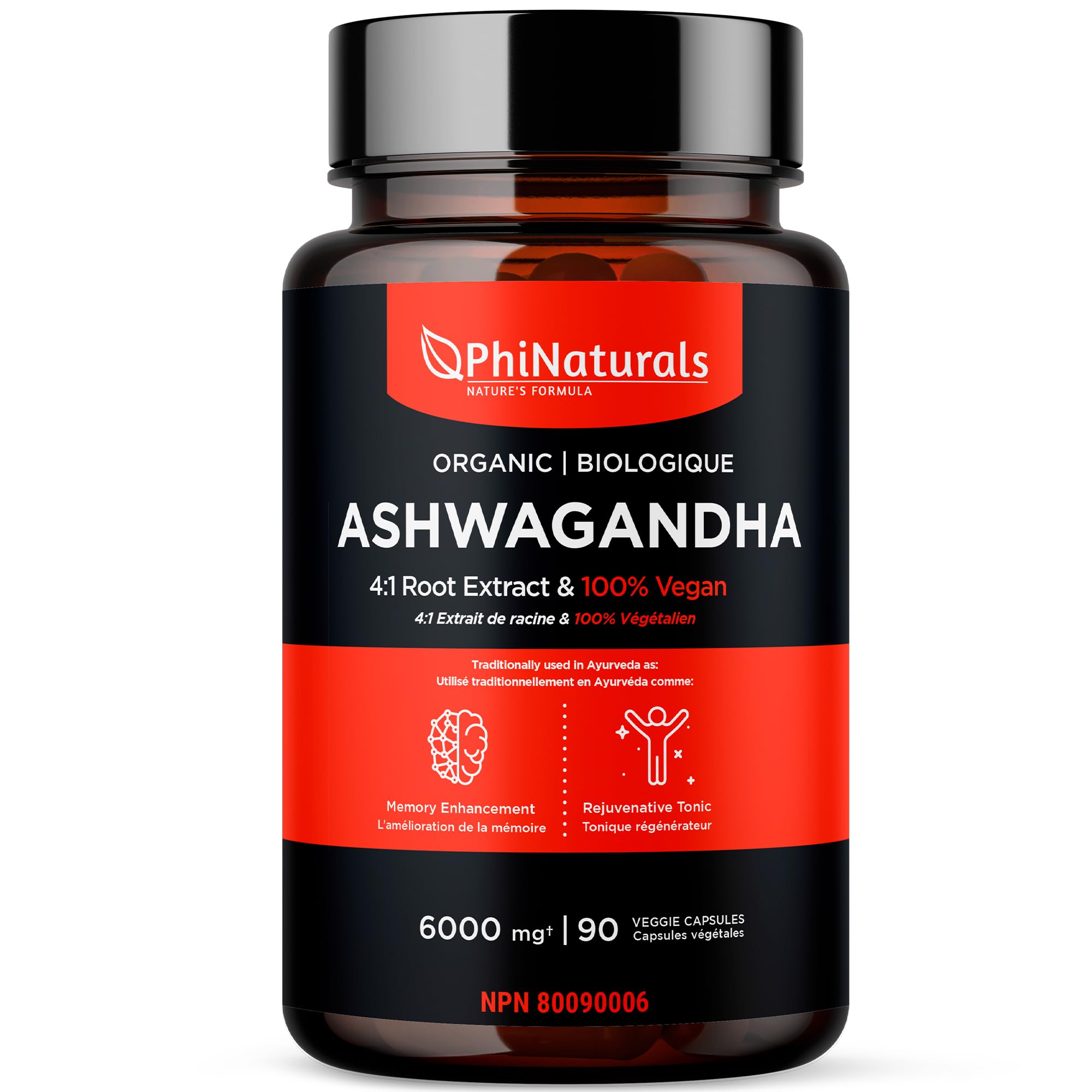 Ashwagandha Root Extract Capsules (Organic) Equivalent to 6000 mg Whole ...