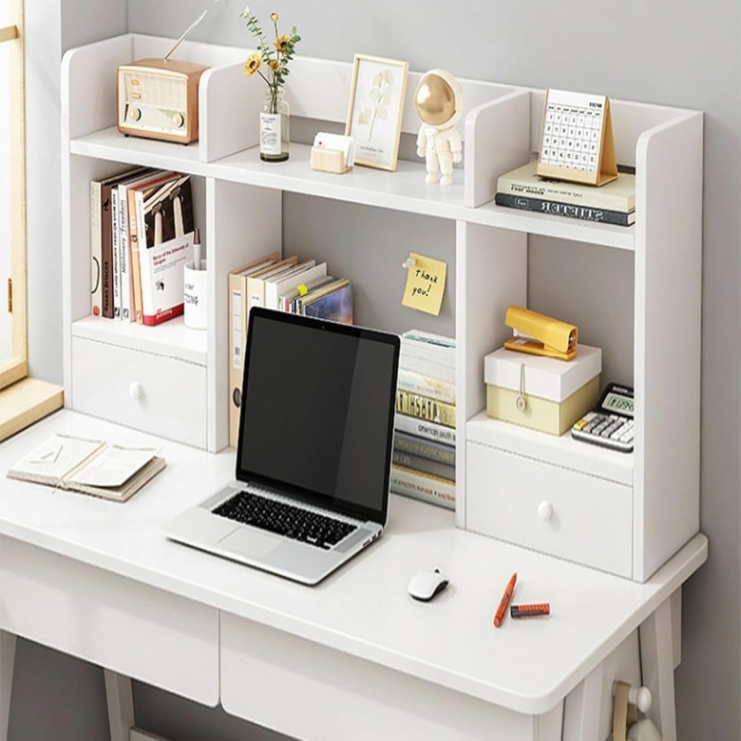 Amazon.com: Desktop Bookshelf Wood Hutch Bookcase Organizer - Office ...