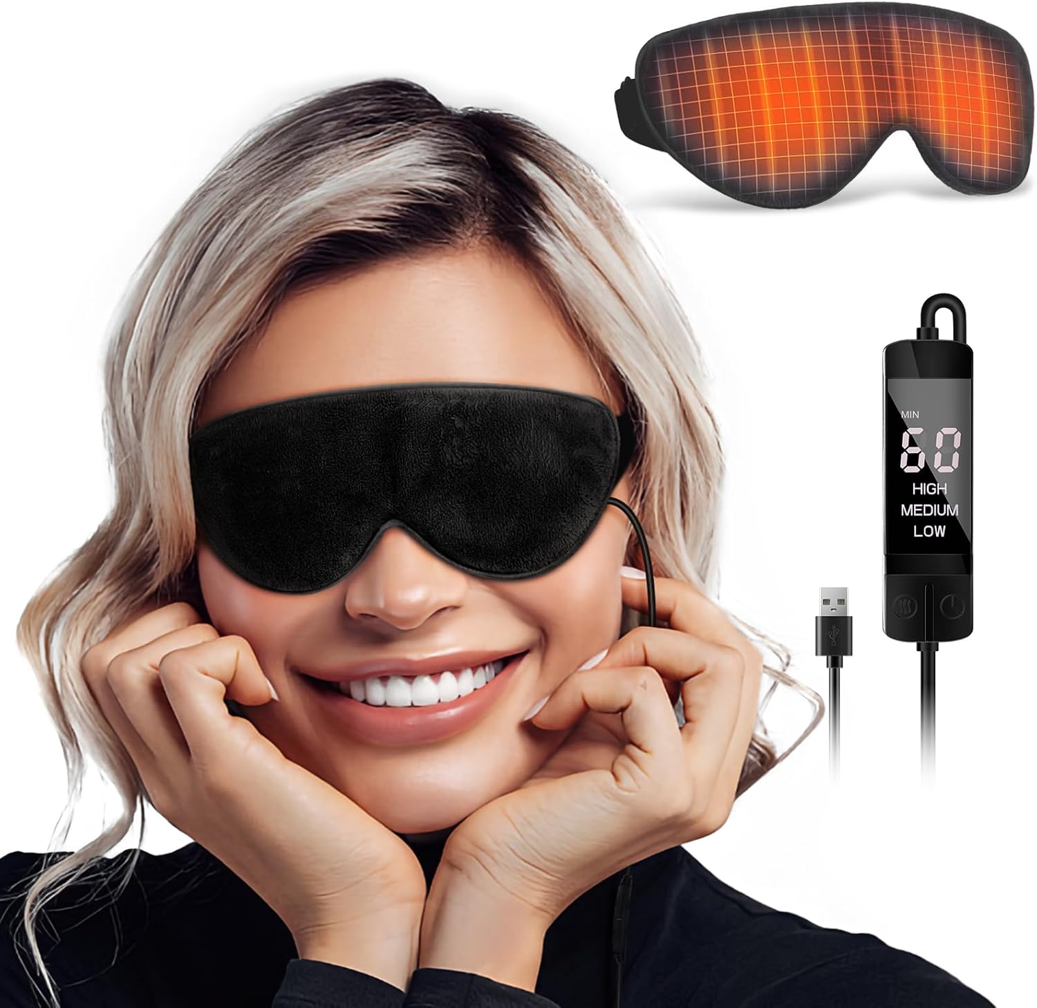 Amazon.com: Heated Eye Mask for Dry Eyes, USB Electric Warm Eye ...