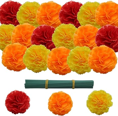 Amazon.com: YGbridge Marigold Artificial Flowers, 60Pcs Marigolds Faux ...