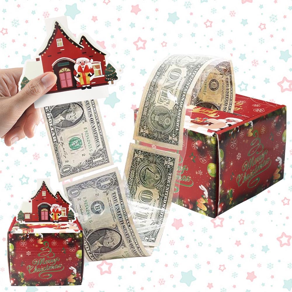Amazon.com: Glodecart Christmas Money Box for Cash Gift Pull, Red ...