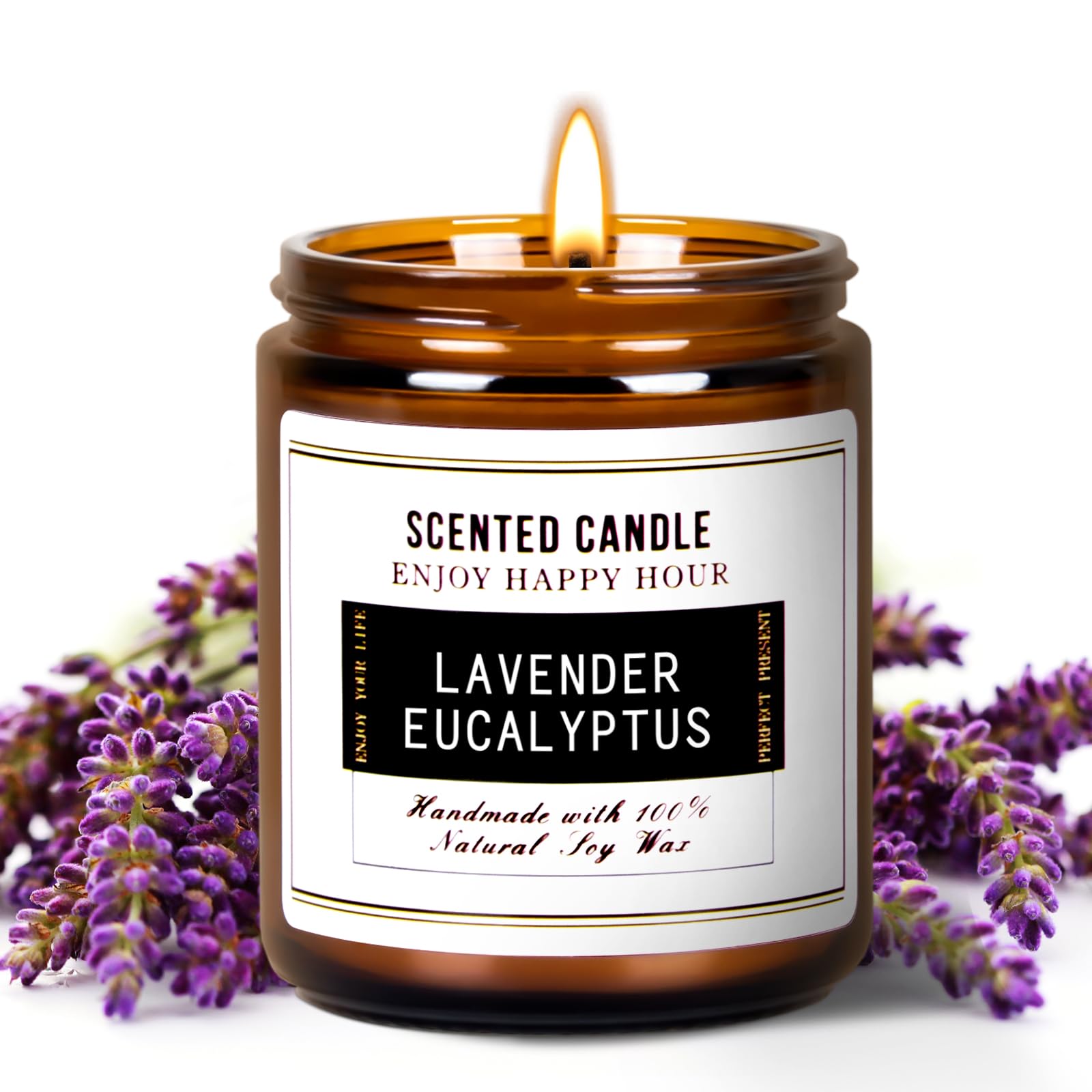 Amazon.com: Premium Eucalyptus & Lavender Scented Candles - Soy Wax ...