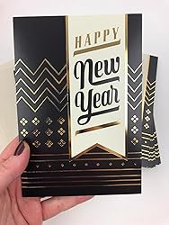 Amazon.com : Hallmark Happy New Year Cards, Elegant Black and Gold (16 ...