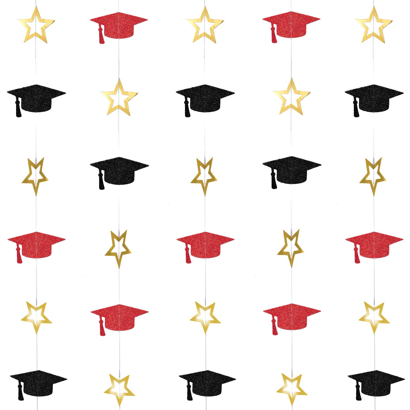 5 Pieces Graduation Hat Garland Banner Grad Caps Stars Garland ...