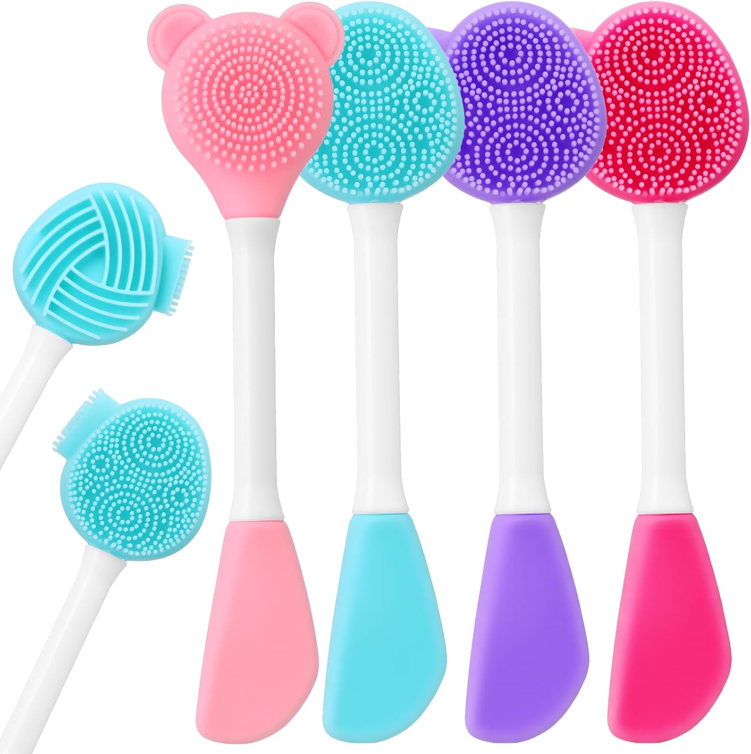 Amazon.com: XLIUAX 4 Pack Silicone Manual Facial Brush, 4 in 1 Double ...