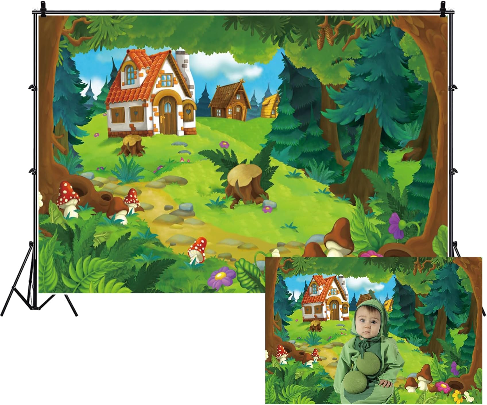 Amazon.com: Leyiyi Spring Cartoon Forest Scenery Backdrop 7x5ft ...