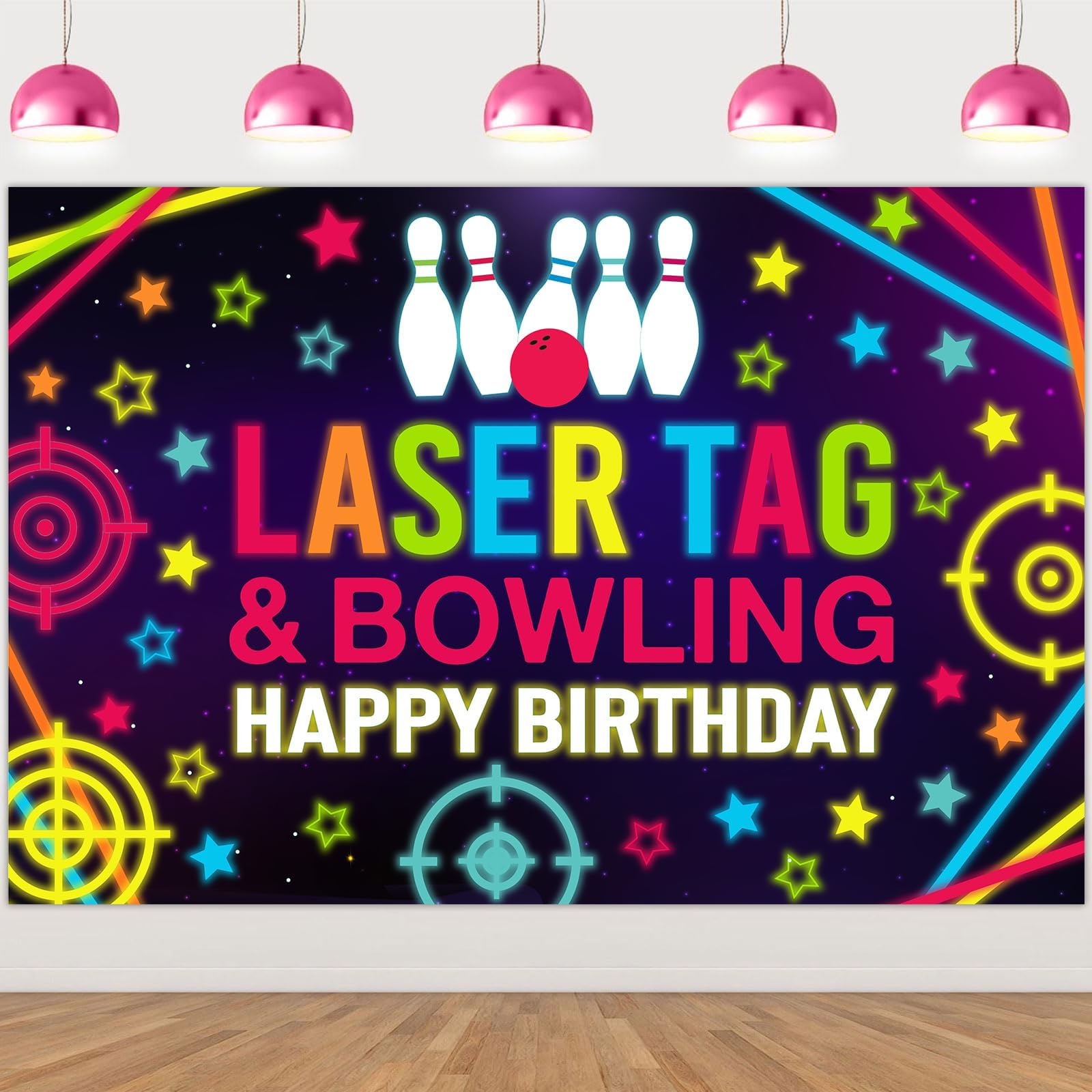 Amazon.com : Bowling Birthday Party Decorations Laser Tag Bowling Happy ...