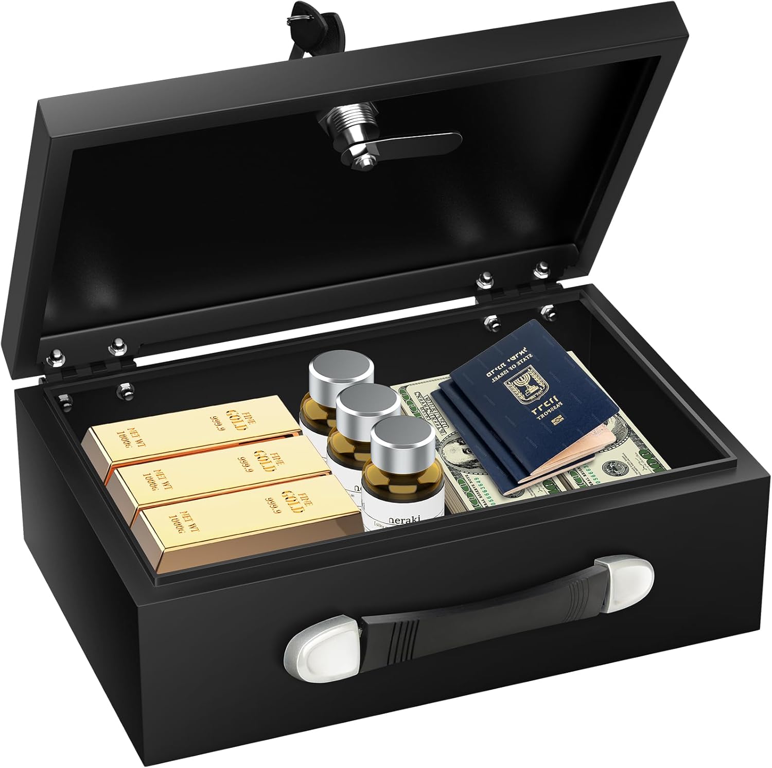 GUVELI Portable Fireproof Safe Box for Home with Key Lock, Fire Money ...