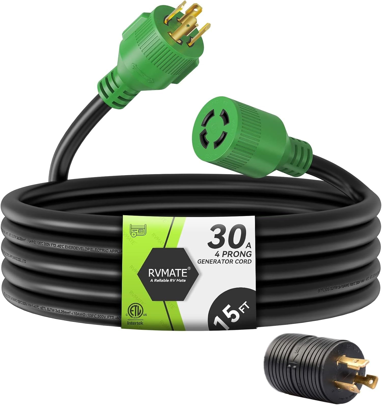 Amazon.com: Generac 6328 25-Foot 30-Amp Generator Cord with NEMA L14-30 ...