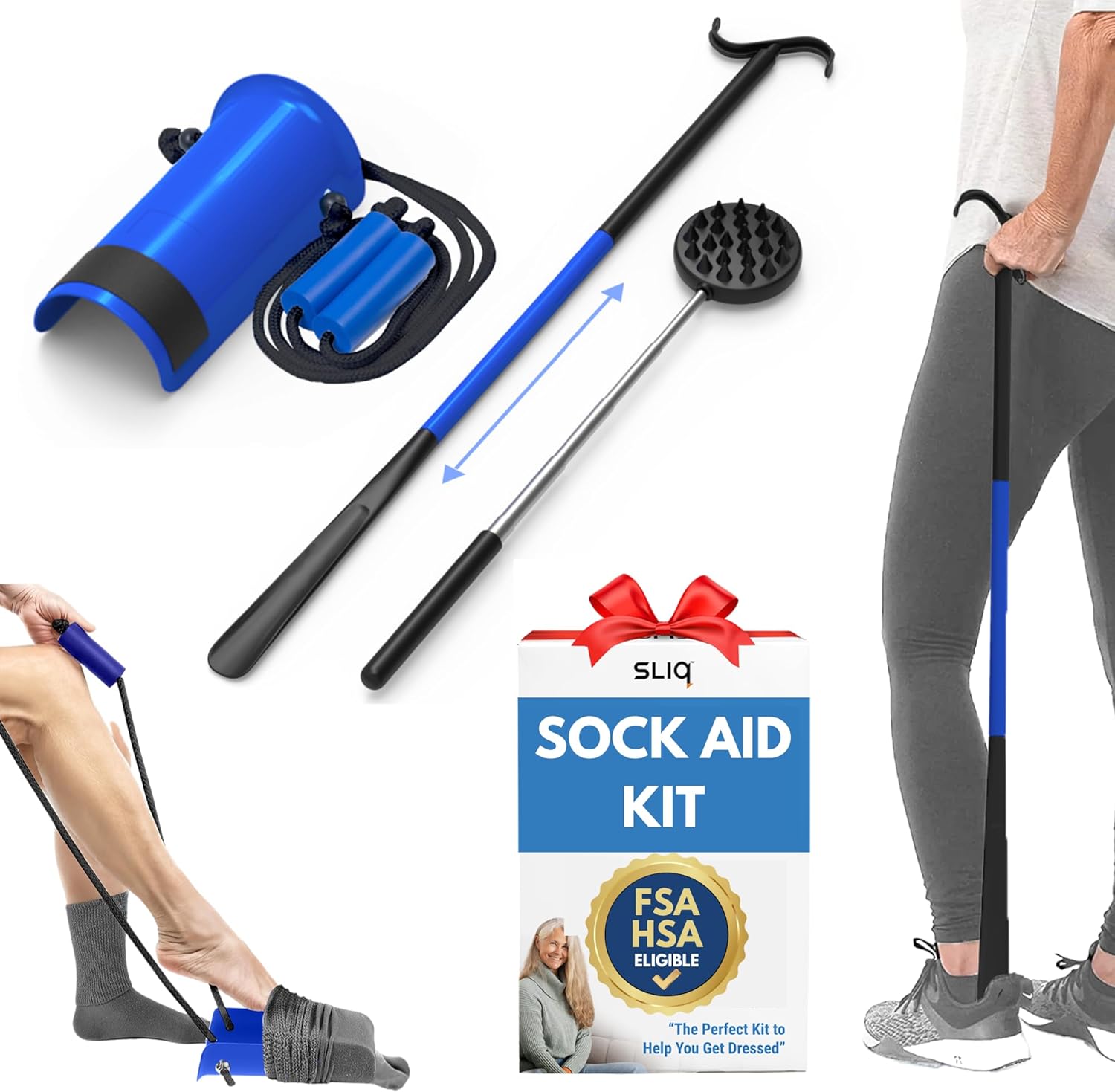 Amazon.com: Sliq Sock Aids for Putting on Socks, Sock Assistant Device ...