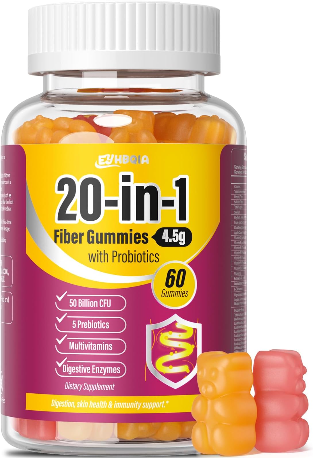 Amazon.com: EYHBQIA Fiber Supplement 20-in-1, Fiber Gummies for Adults ...