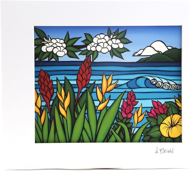 Amazon.co.jp: (ヘザーブラウン)HEATHER BROWN ART PRINT 絵画 W35.6×H28.0cm FLOWERS OF HAWAI`I フラワーズオブハワイ M ...