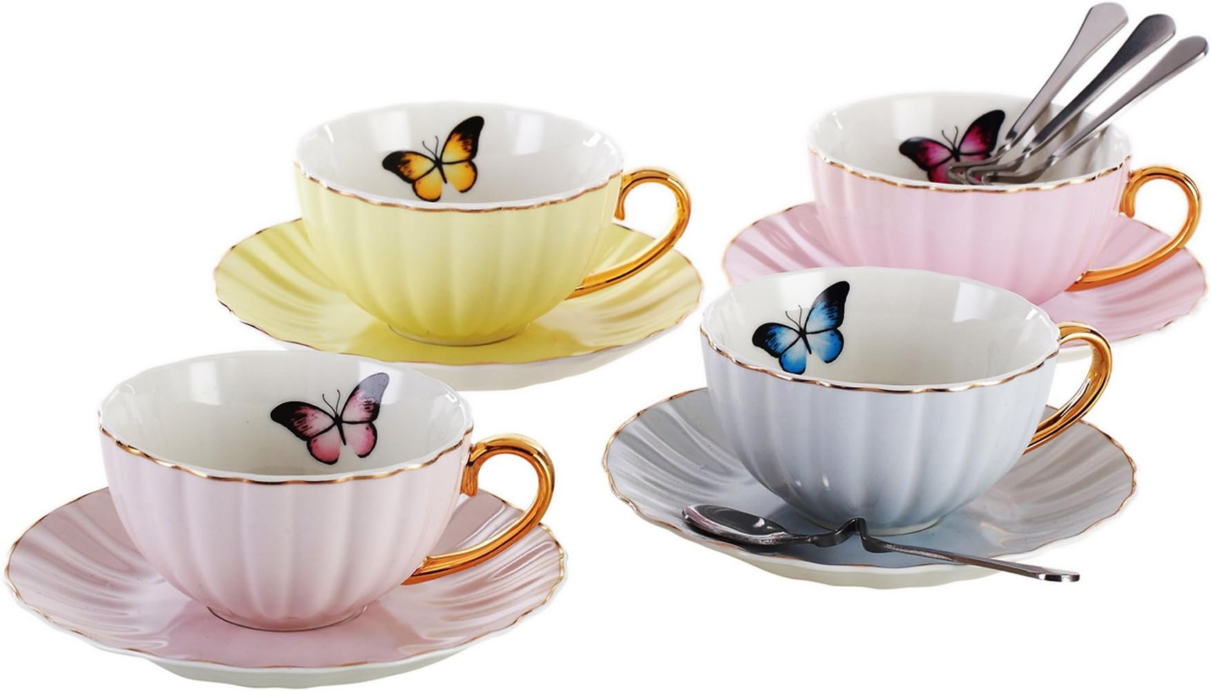 Amazon.com | Jusalpha® Elegant Tea Cup and Saucer Set-Coffee Cup Set ...