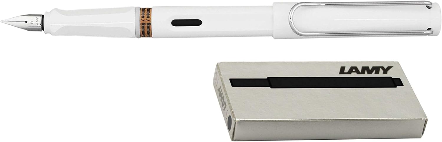 Amazon | LAMY(ラミー) サファリ L19 ホワイト EF(極細字) & LT10カートリッジ セット (LT10BK（ブラック ...