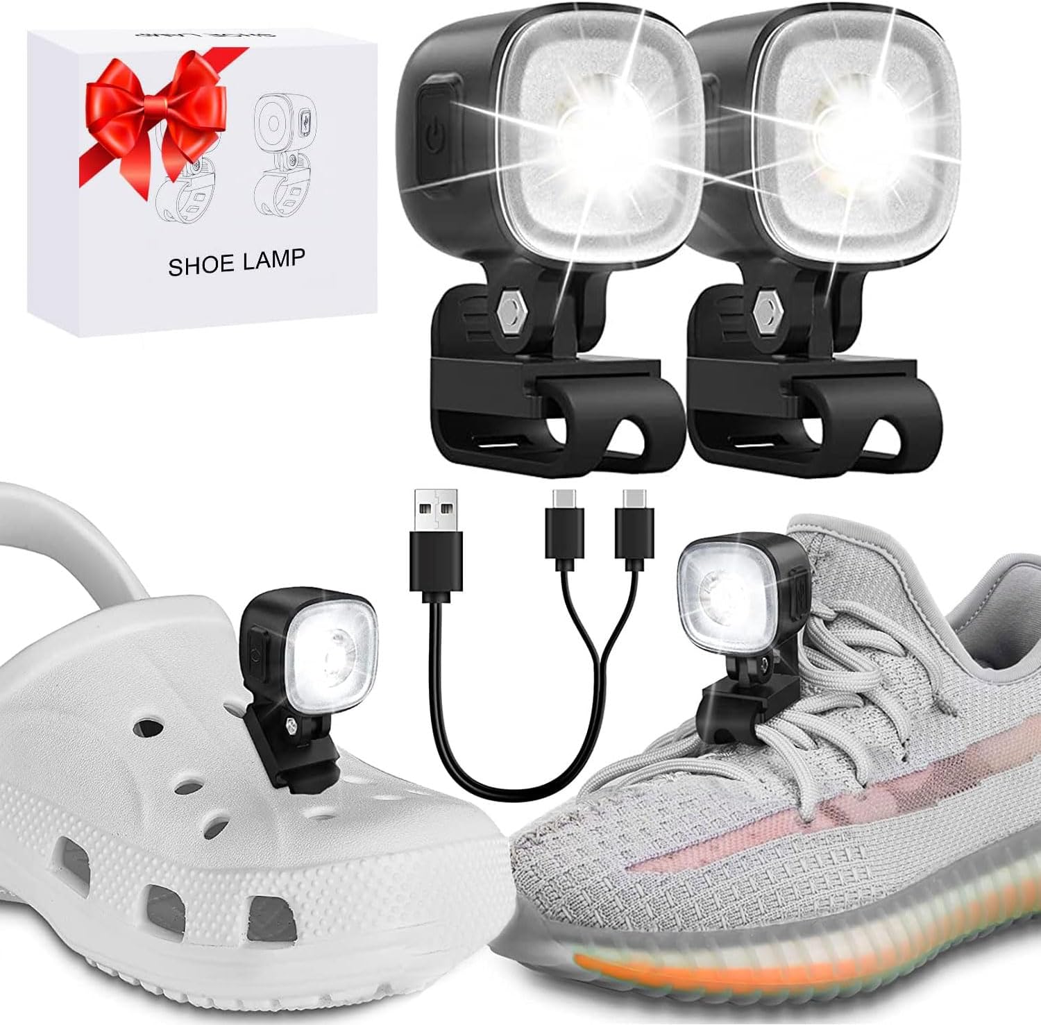 Gorger Croc Lights, 2Pcs Rechargeable Headlights for Croc Shoes IPX6 ...
