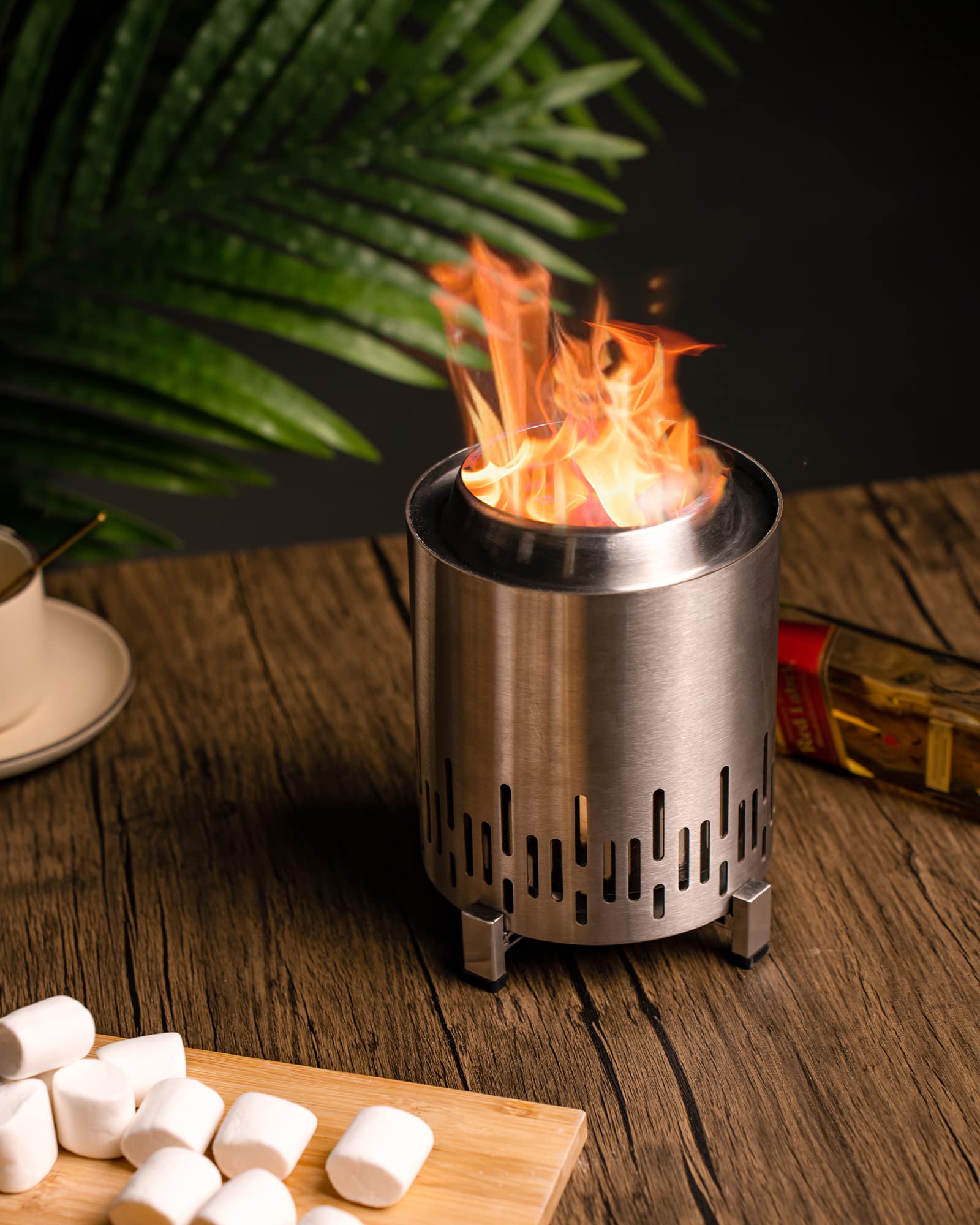 Tabletop Fire Pit with Stand, Low Smoke Mini Fire Pit for Backyard ...