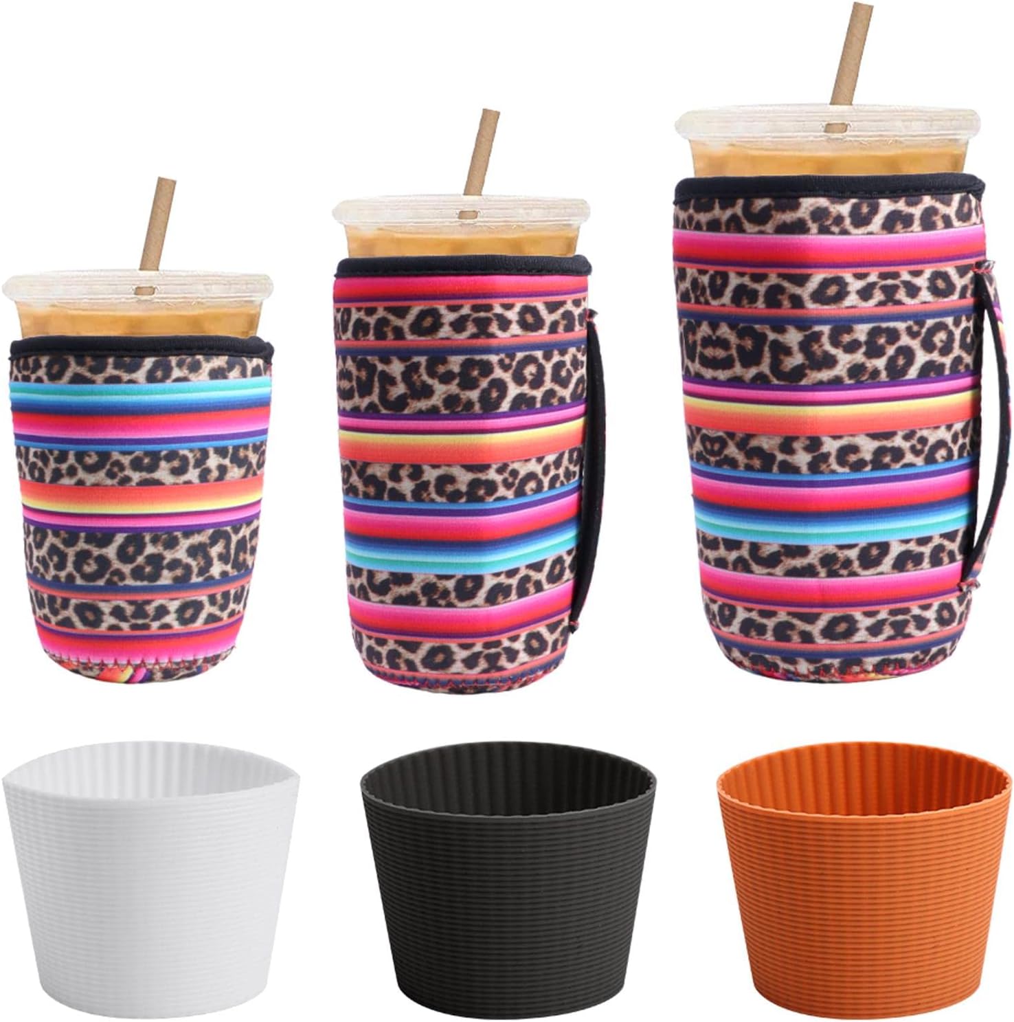 Amazon.com: Reusable Coffee Sleeves, Neoprene Insulator Sleeve Iced ...