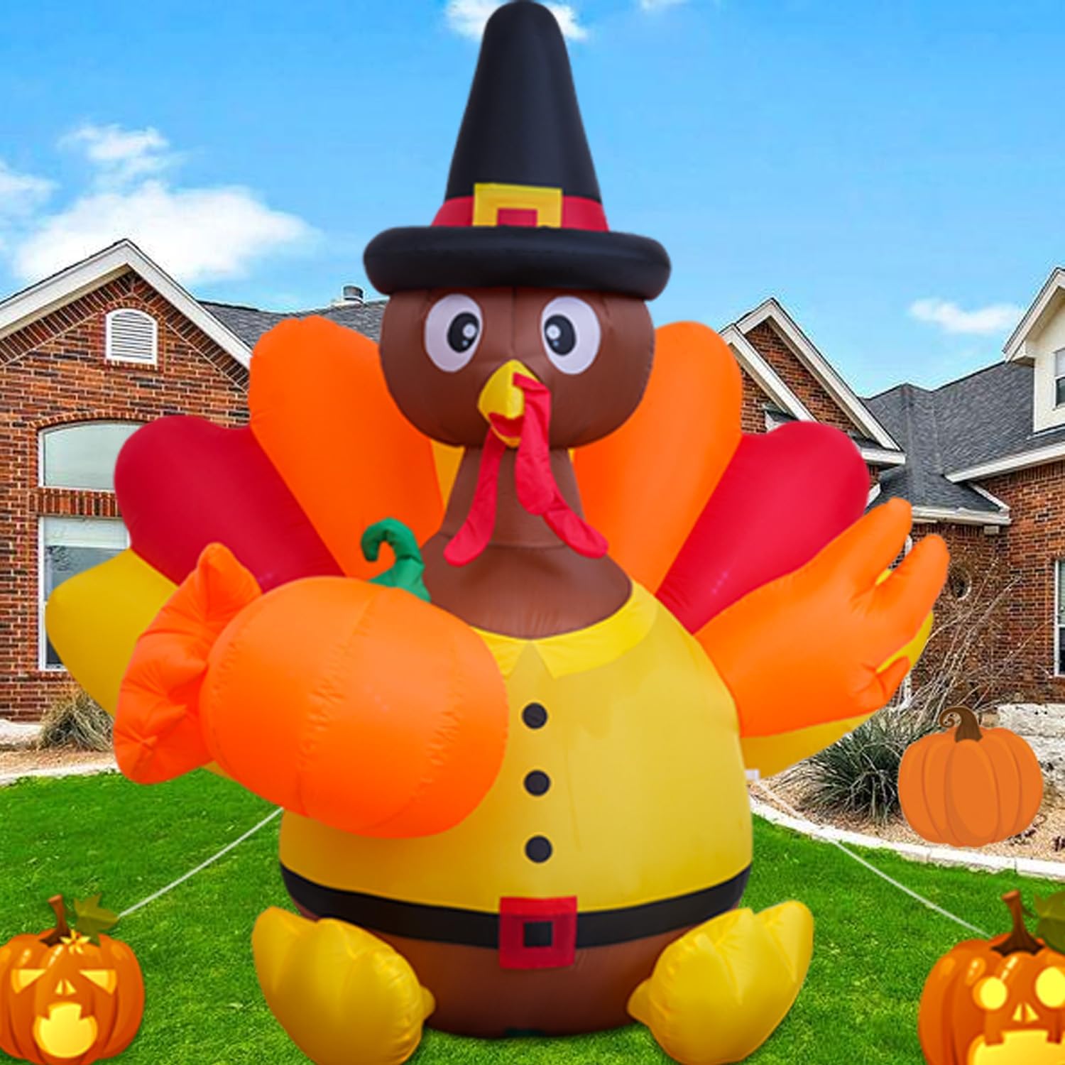 Amazon.com: HYRIXDIRECT 6FT Thanksgiving Inflatables Turkey Decor with ...