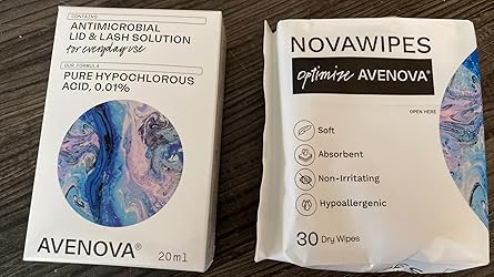 Amazon.com: Avenova Eyelid and Eyelash Cleanser Spray with 30 Dry Wipes ...