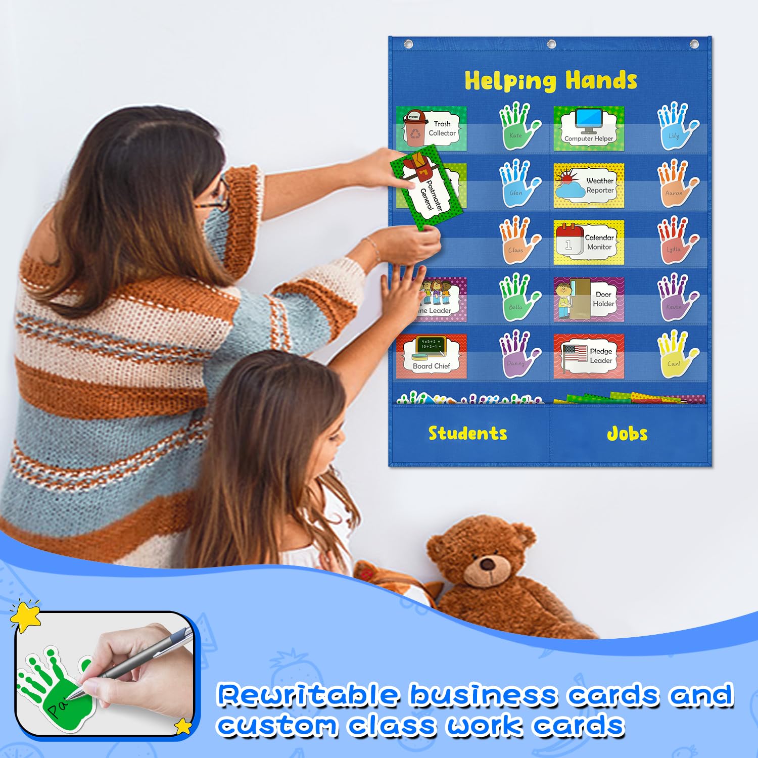 Classroom Job Chart Helping Hands Classroom Jobs Chart - Pocket Chart ...