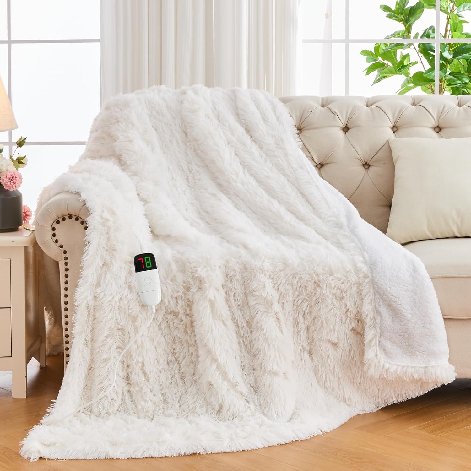 Faux Fur Heated Blanket