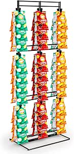 Chip Rack Display Stand, 3-Row with 60 Clips Retail Display Snack Candy ...
