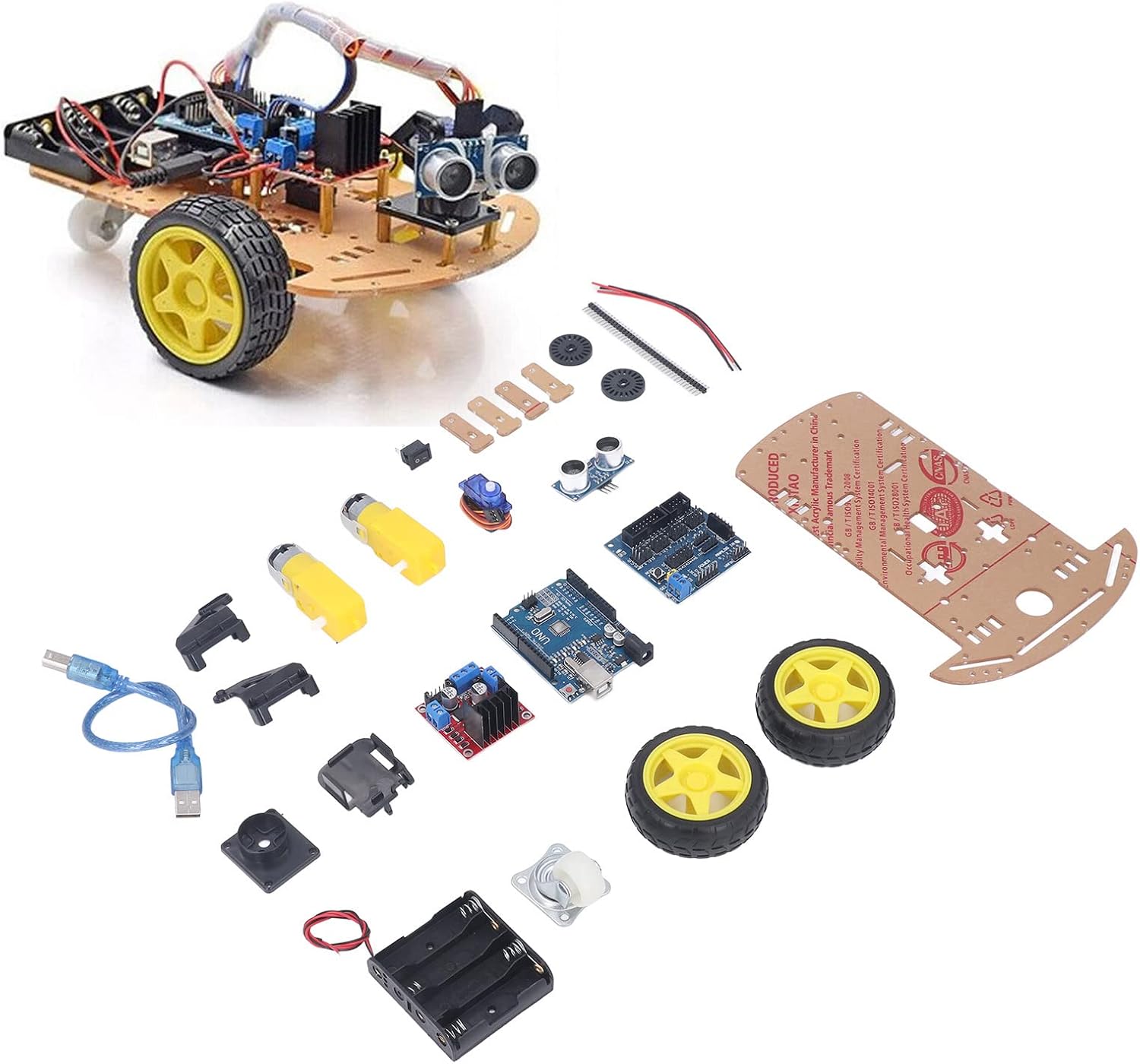 Amazon.com: Jectse Smart Robot Car Chassis Kit, Smart Robot Car 2WD ...