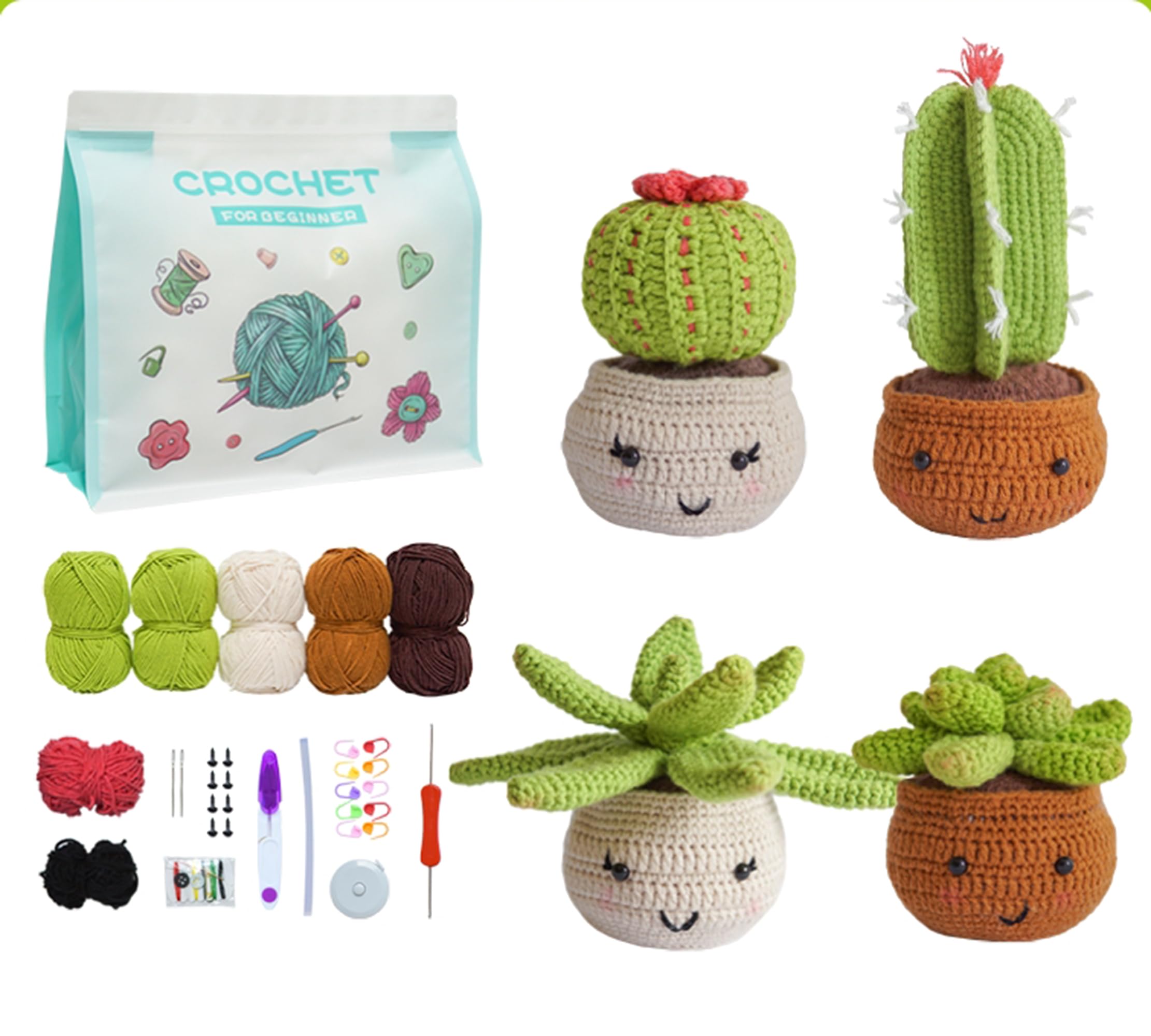 HDONYUi Crochet kit for Beginners?4 Pack Plants Family? with Step-by ...