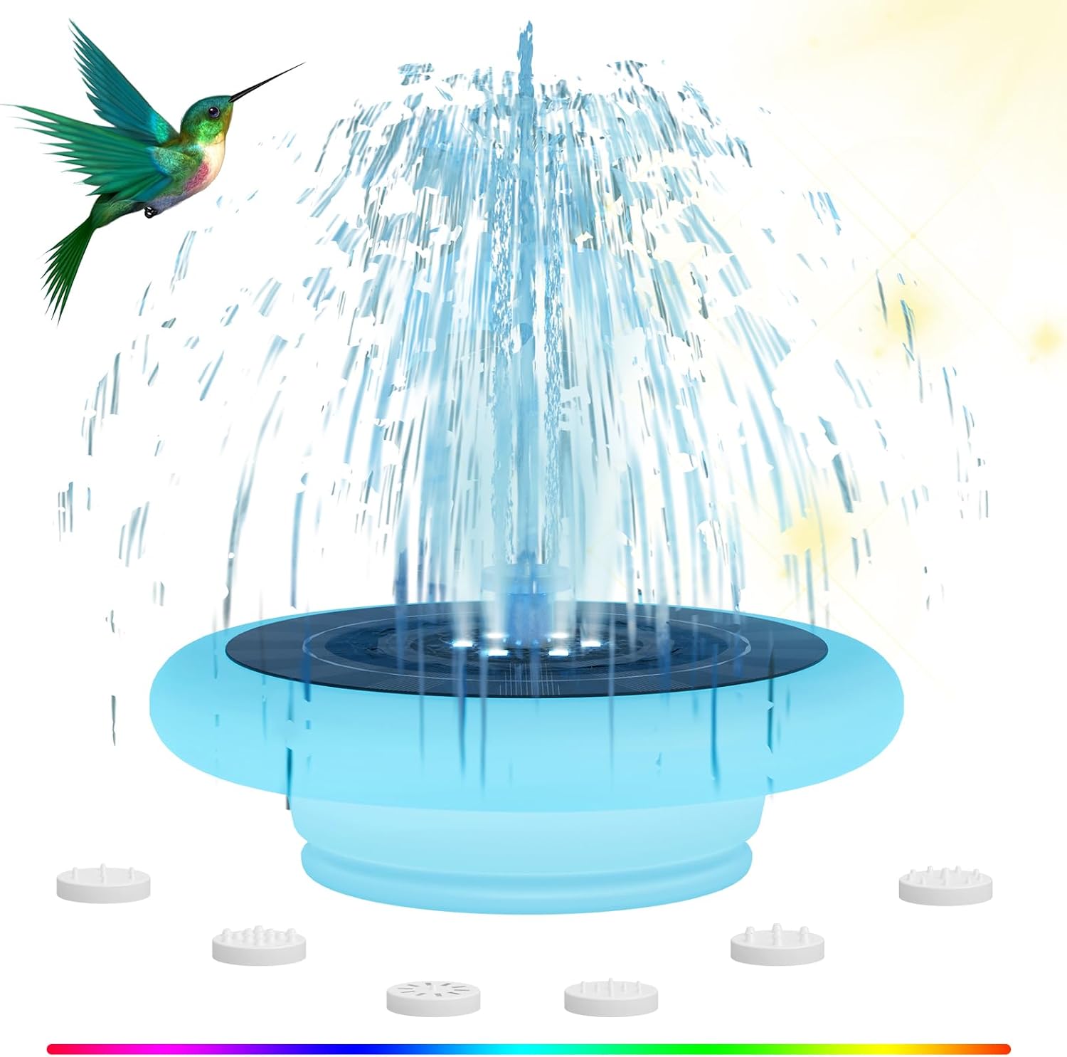 Amazon.com : 3.5W Solar Fountain for Bird Bath with Lights Upgrade 9 in ...