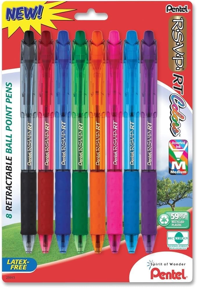 Amazon.com : Pentel R.S.V.P. RT Colors New Retractable Ballpoint Pen ...