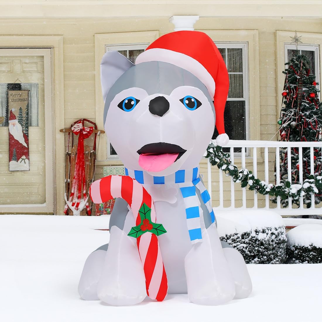 Amazon.com: Joiedomi 6 FT Long Christmas Inflatable Polar Bear and ...