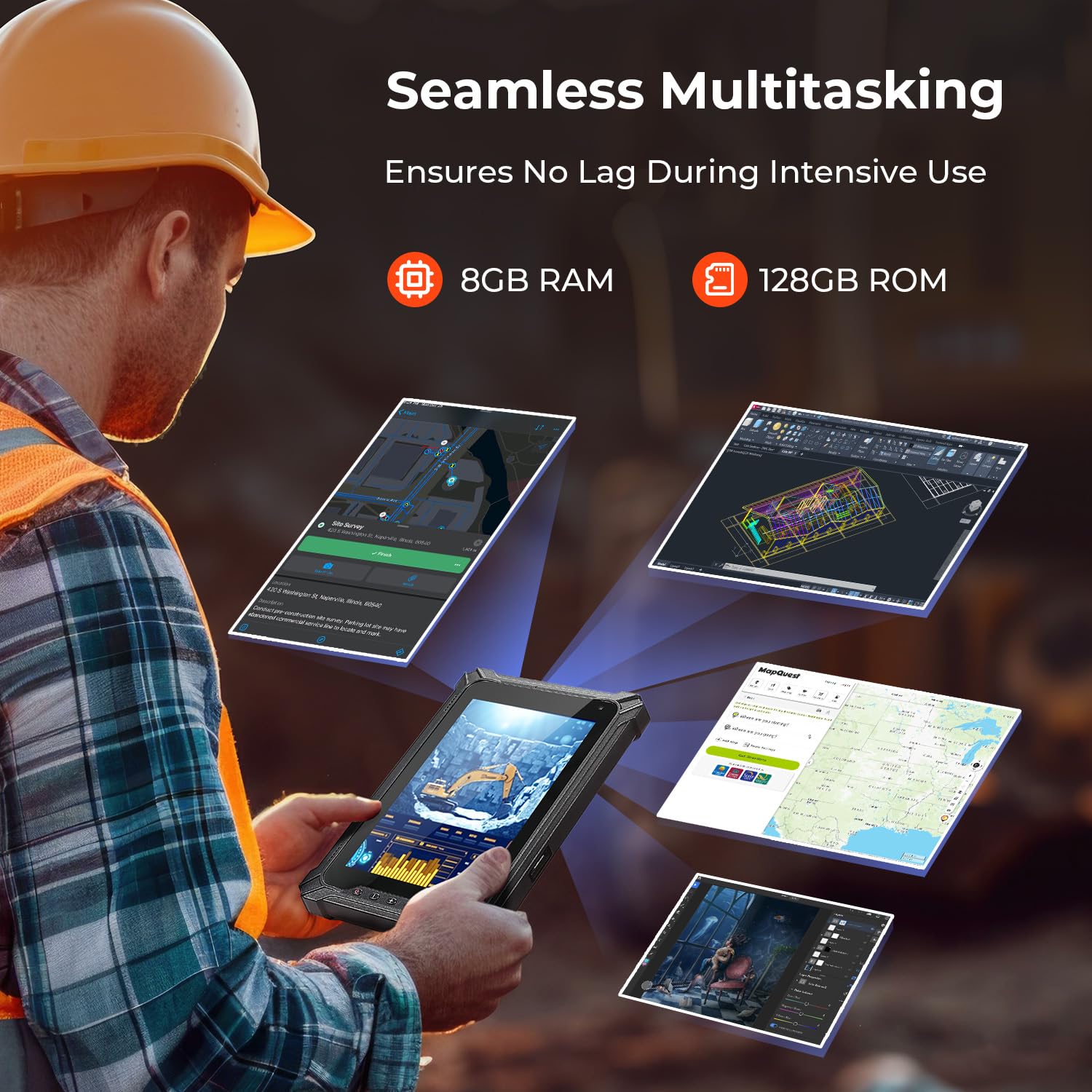 Snapklik.com : 2025 Rugged Windows Tablet IRT06, 8" Windows 11 Pro, 8GB ...