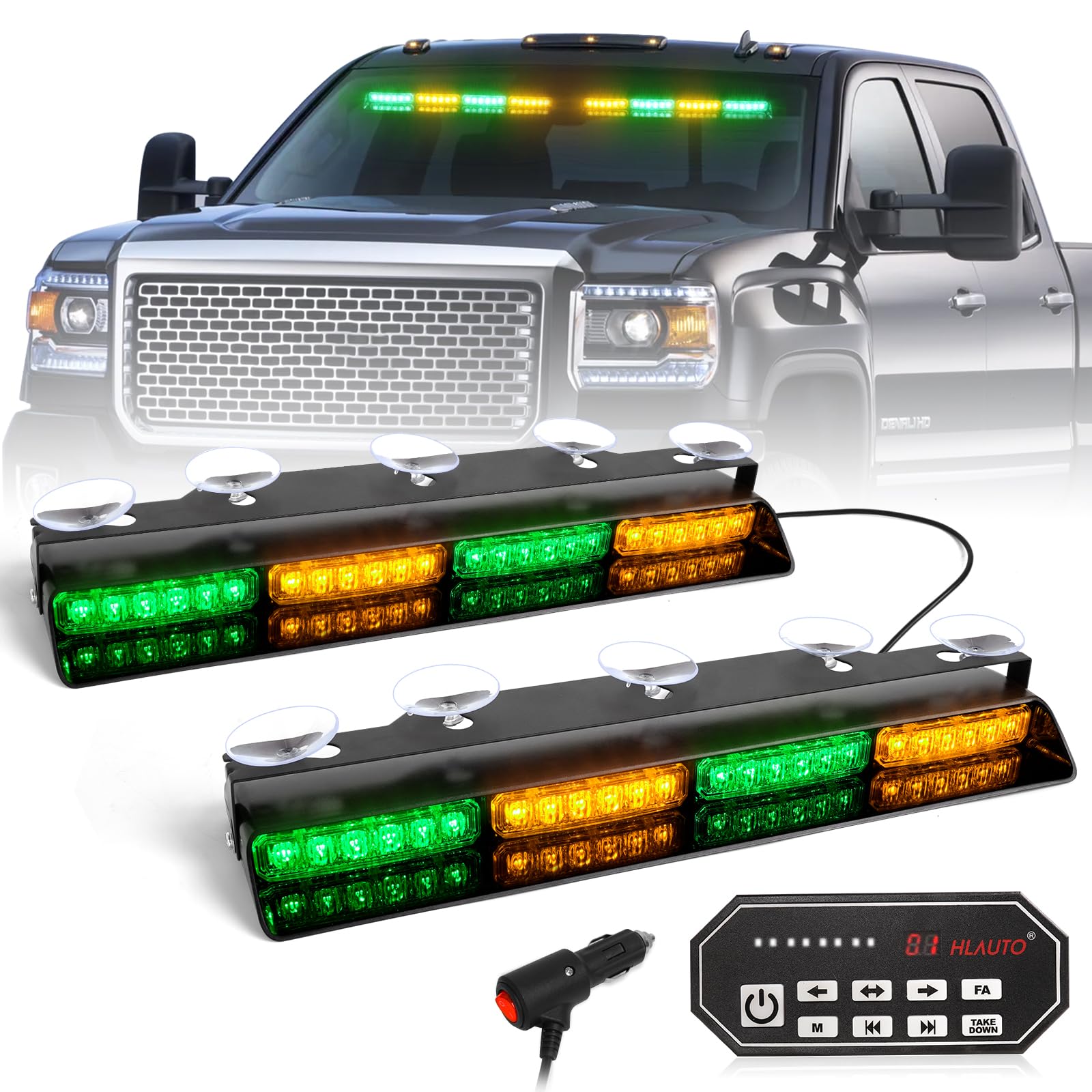 Snapklik.com : HLauto 604N Emergency Dash Strobe Lights: 2x16.8 Inch ...