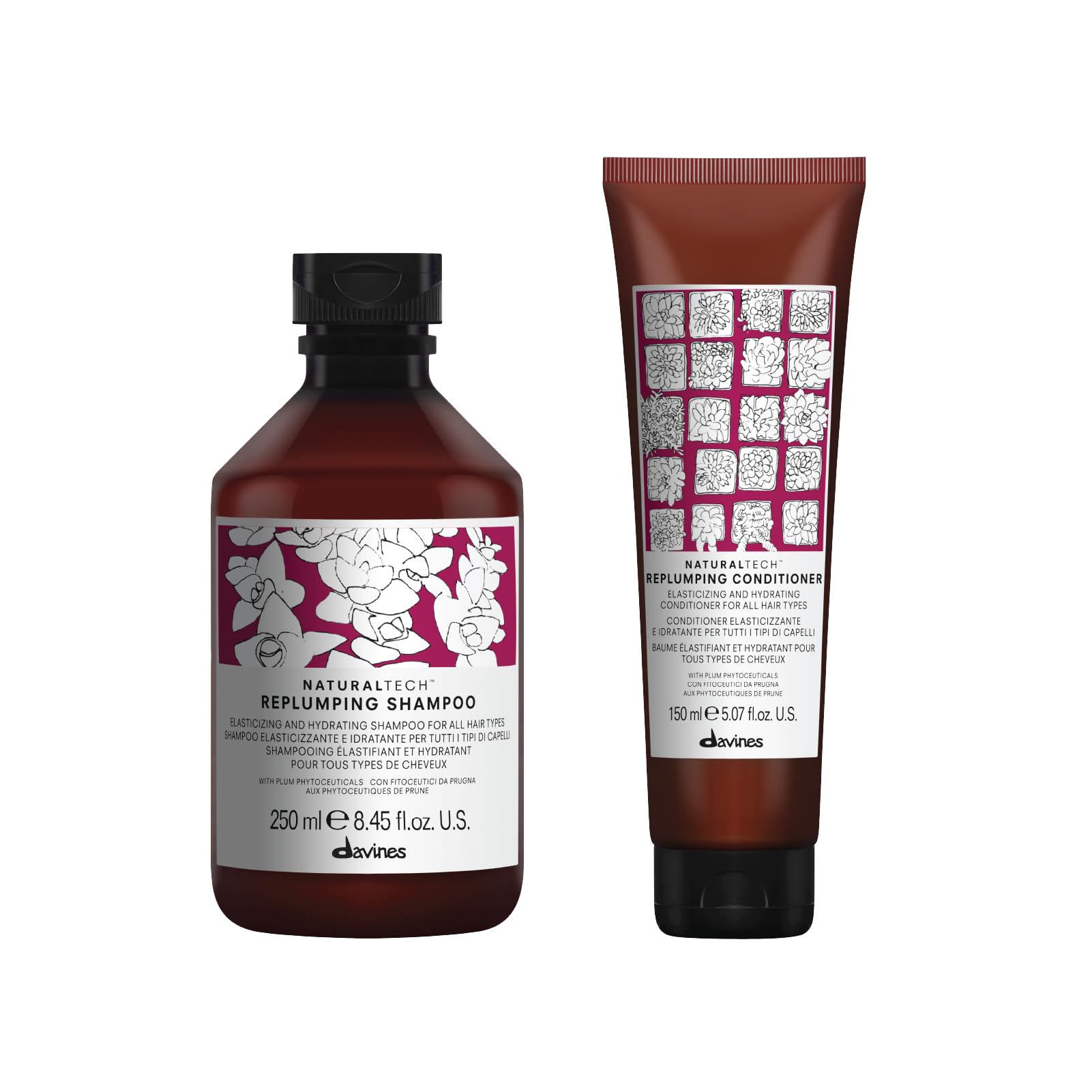 Amazon.com: Davines Naturaltech REPLUMPING Shampoo & Conditioner, Gentle Cleasning To Add ...
