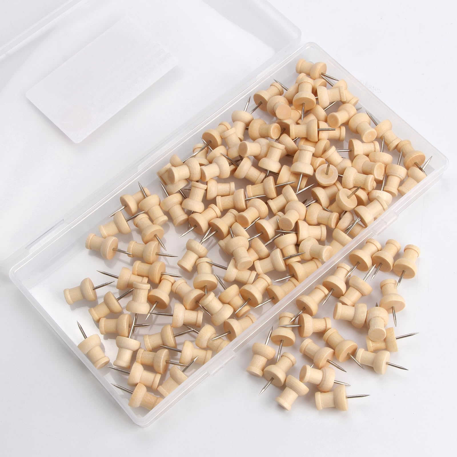 Snapklik.com : Yalis Wood Push Pins 120 Pcs,Decorative Wooden Thumb ...