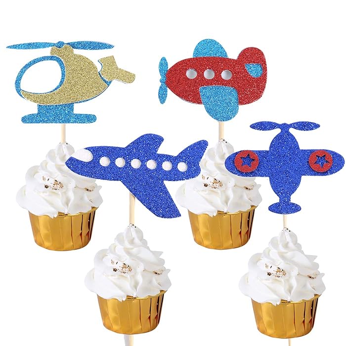 Buy Airplane Aircraft Plane Cupcake Toppers Baby Shower Kids Birthday ...